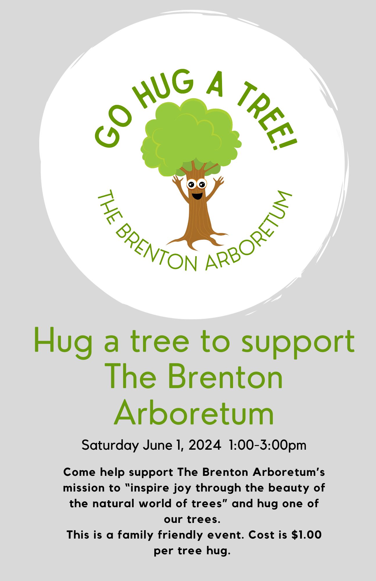 Go hug a tree fundraiser June 2024- jpg – THE BRENTON ARBORETUM